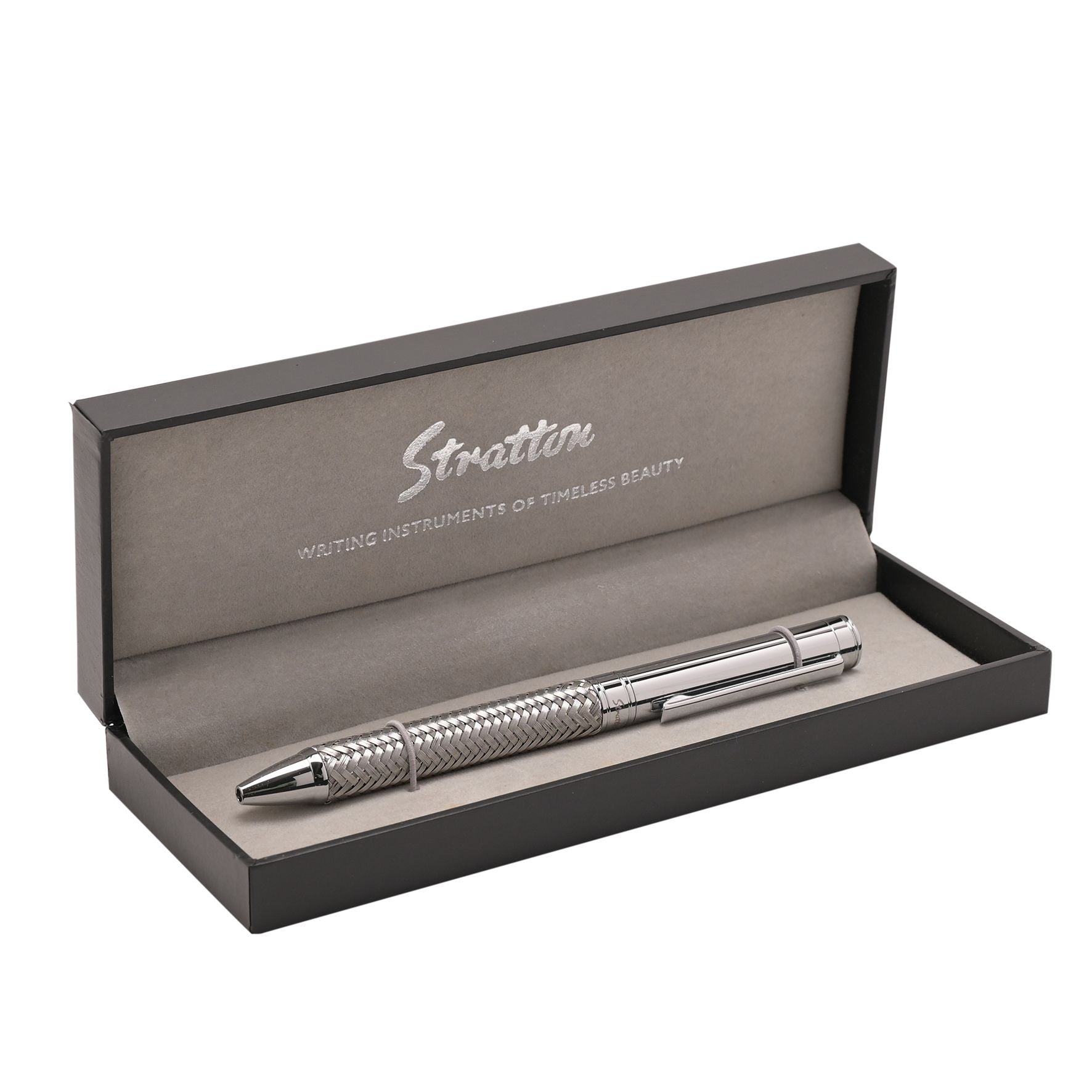 Stratton Woven Ballpoint Pen - Silver