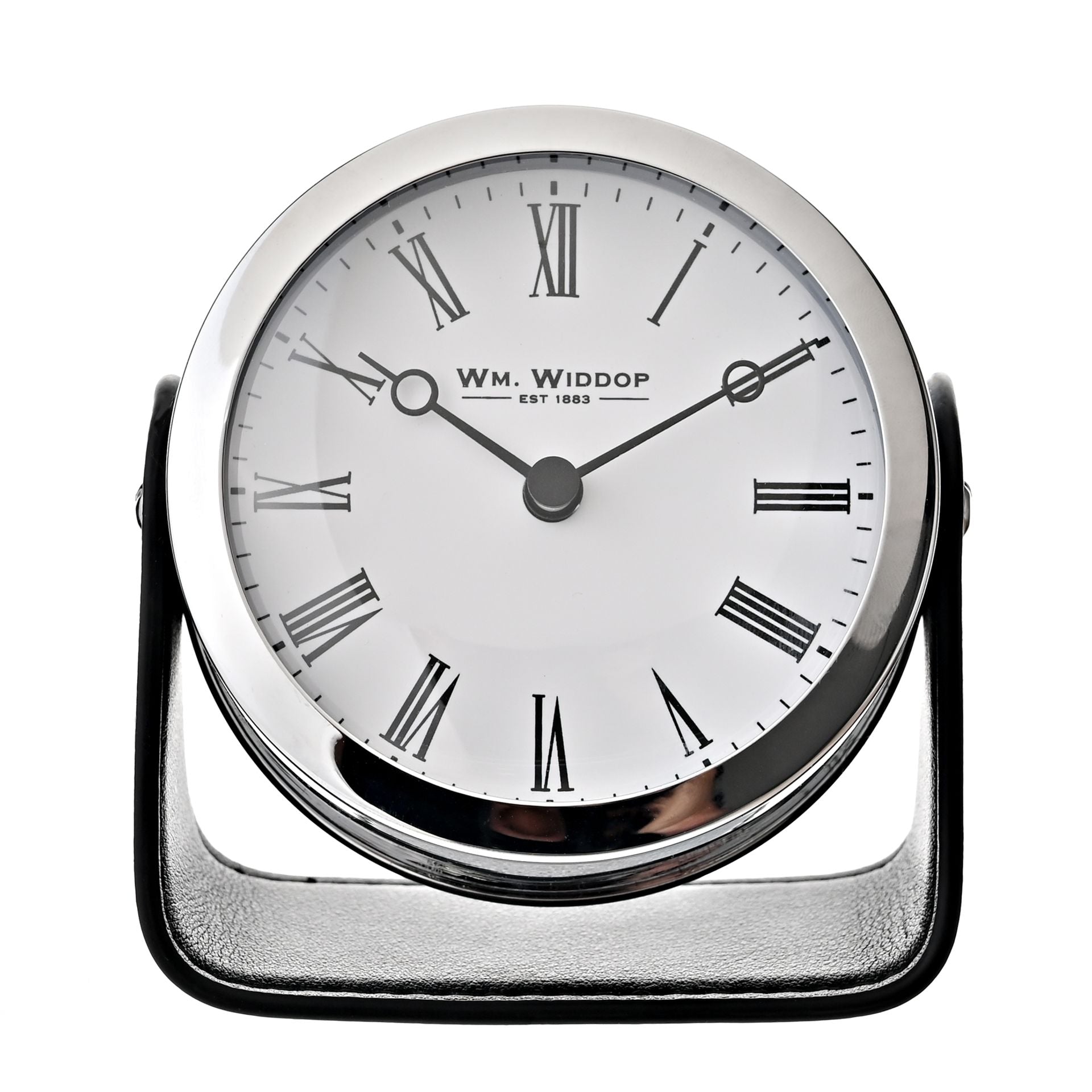 Wm. Widdop Silver Mantel Clock On Stand