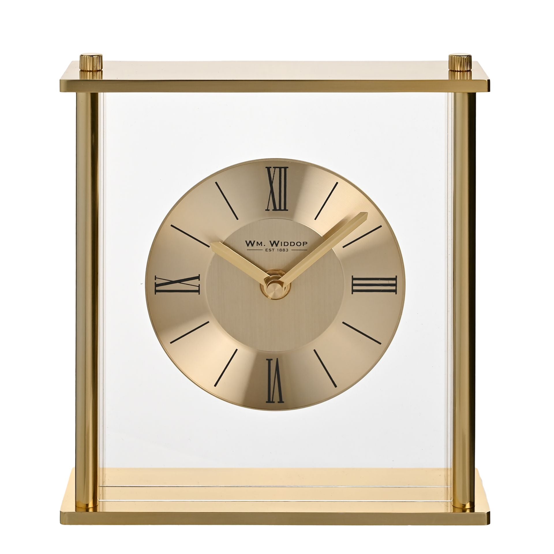 Wm. Widdop Gold Square Mantel Clock