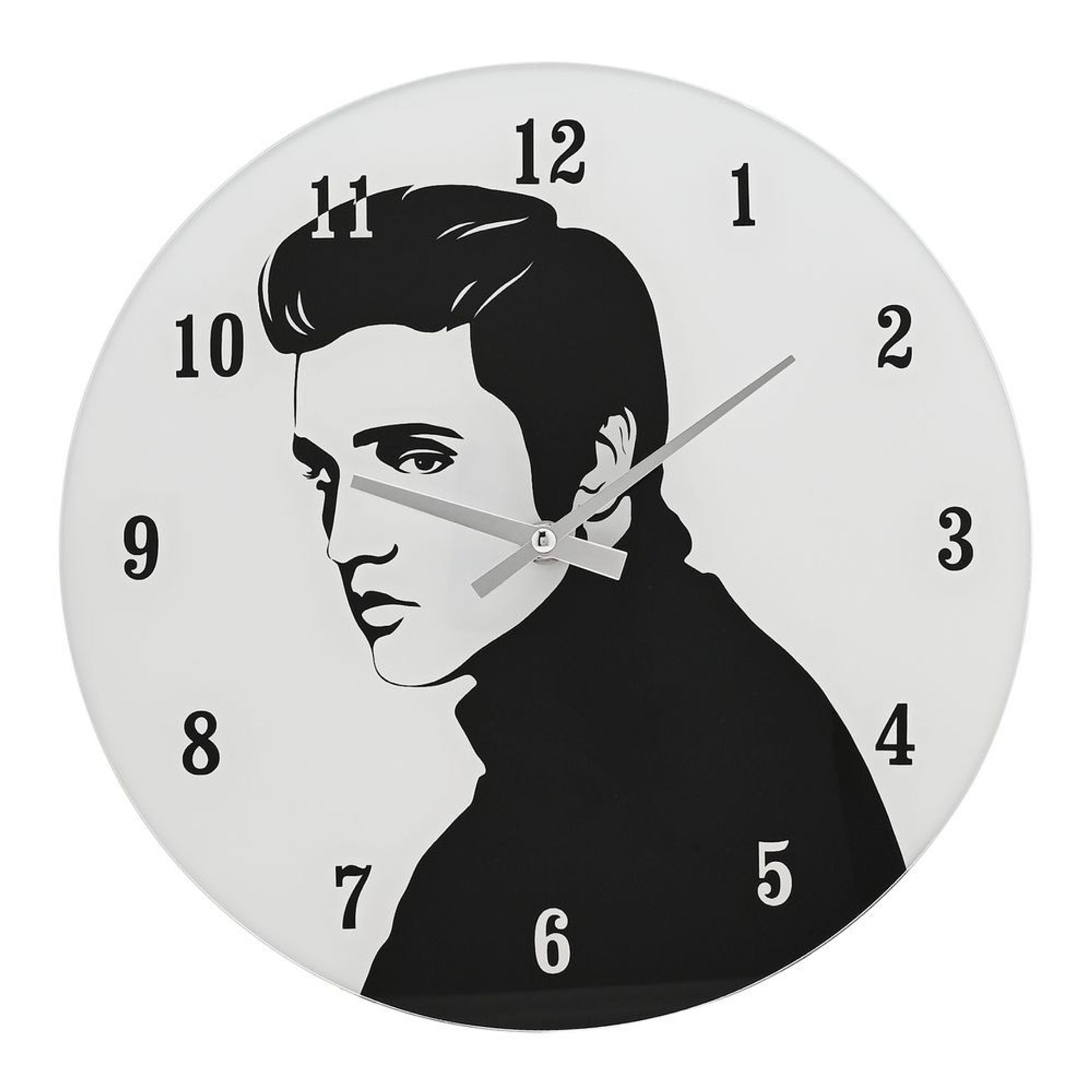 Hometime Iconic Collection Glass Wall Clock 30cm The King Of Rock & Ro